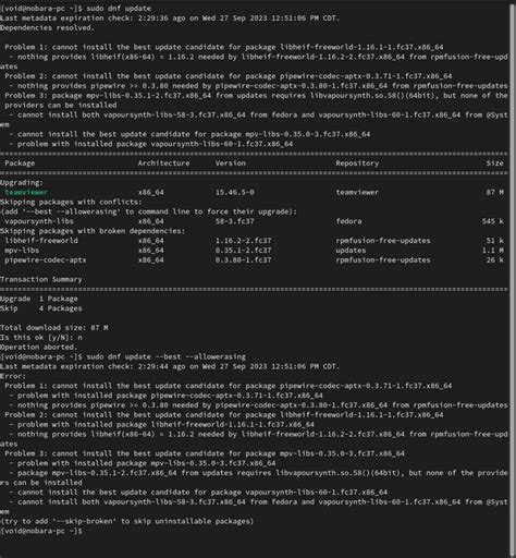 Conflict Errors When Running Dnf Update Rnobaraproject