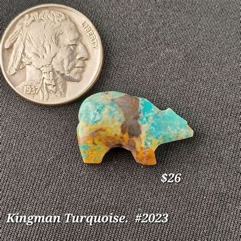 Genuine Kingman Turquoise Bear Cabochon Handmade Backed And