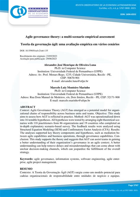 Pdf Agile Governance Theory A Multi Scenario Empirical Assessment