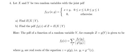 solved let x and y be two random variables with joint