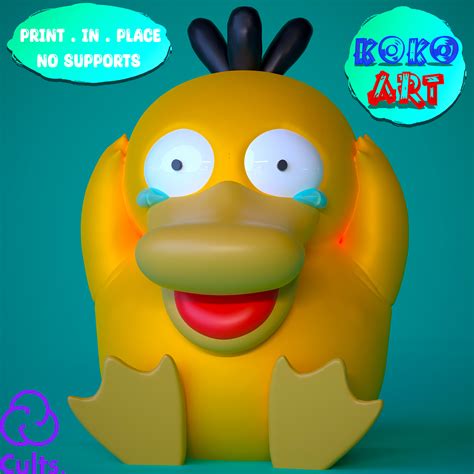 🐉 Psyduck Print In Place・ Stl File For ・cults