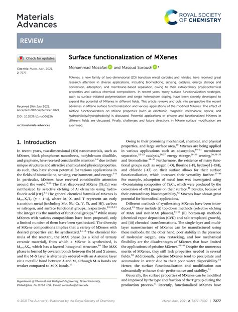 Pdf Surface Functionalization Of Mxenes