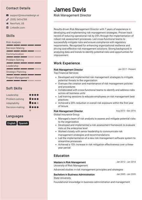 17 Risk Management Director Resume Examples And Templates For 2024
