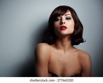 Girl Brunette Red Lips Images Stock Photos Vectors Shutterstock