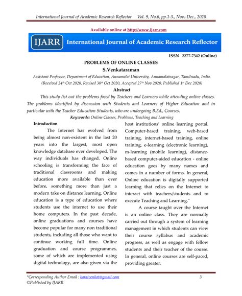 Pdf Problems Of Online Classes