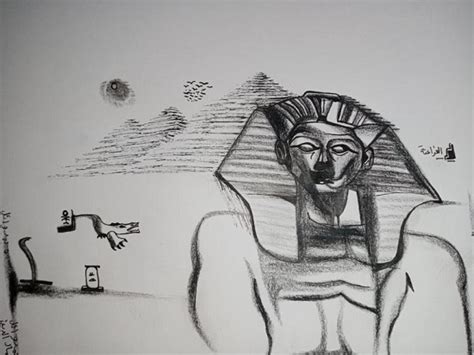 فنان صغير يغازل الحضارة الفرعونية باسكتشات بالرصاصرسم أبو الهول