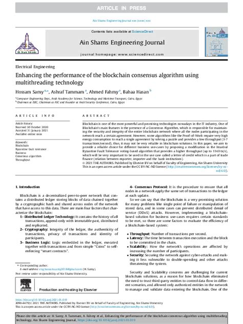 Pdf Enhancing The Performance Of The Blockchain Consensus Algorithm