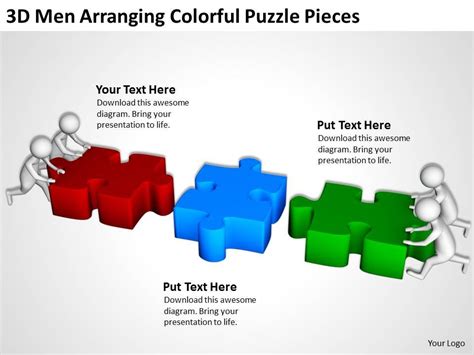 D Men Arranging Colorful Puzzle Pieces Ppt Graphics Icons Presentation Graphics