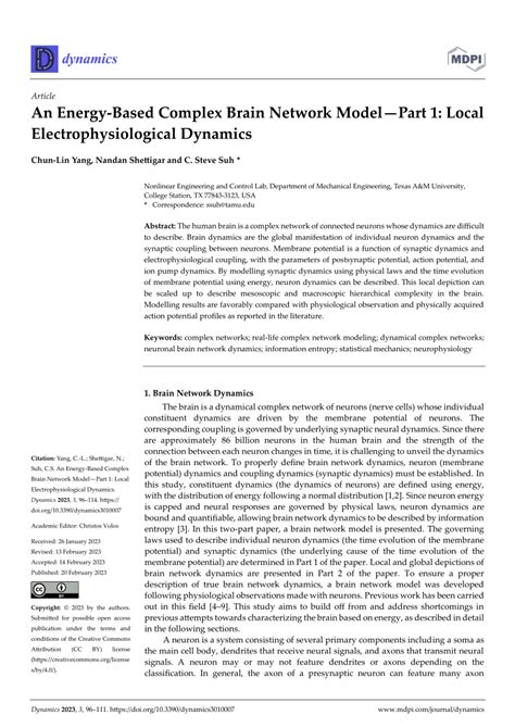 Pdf An Energy Based Complex Brain Network Model—part 1 Local Electrophysiological Dynamics