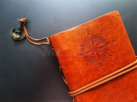 A Notebook With A Brown Leather Cover Stock Image Image Of Anchor