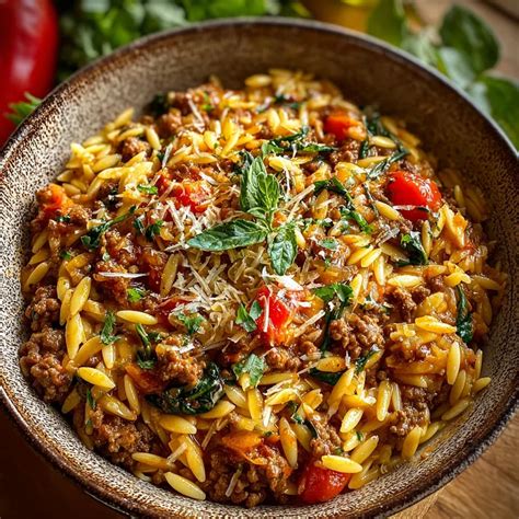 One Pot Savory Ground Beef Orzo Easy And Quick Weeknight Dinner Recipe