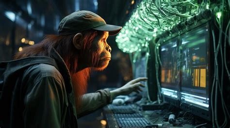 Premium Ai Image Monkey Man Digital Science High Definition