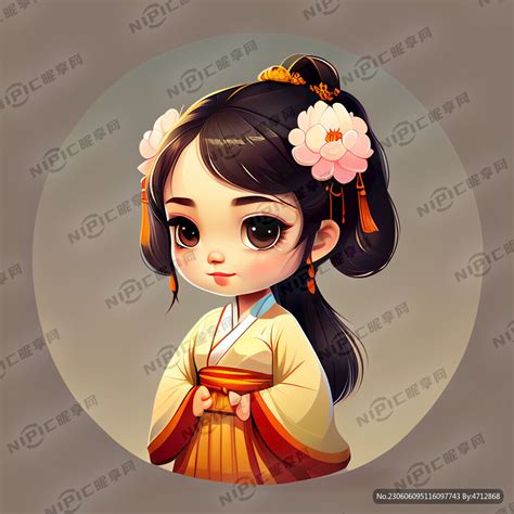 Ai创作图汉服卡通女孩矢量 昵图网
