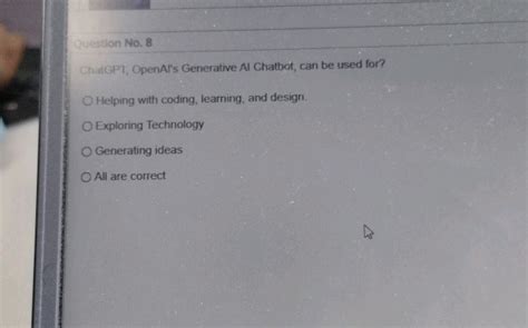 Question No 8 ChatGPI OpenArs Generative Al StudyX