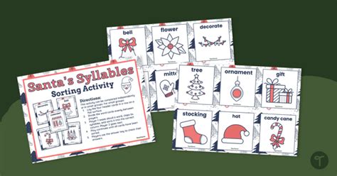 Santa S Syllable Sort Christmas Reading Centre Teach Starter