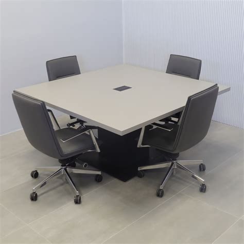 California X2 Square Conference Table In Fog Gray Matte Laminate Top