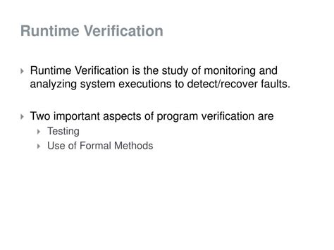 Ppt Runtime Verification Powerpoint Presentation Free Download Id5114189