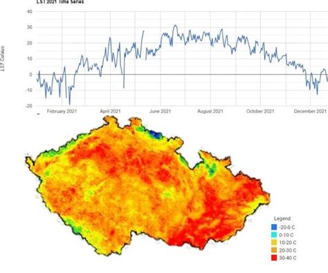 The Land Surface Temperature Map And Chart From Modis Dataset In 2021