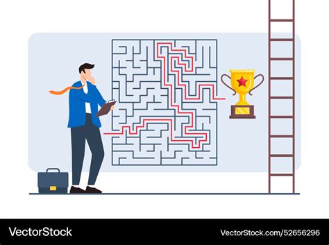 Flat Of Person Analyzing Maze With Various Career Vector Image Flat Of Person Analyzing Maze With Various Career Vector Image