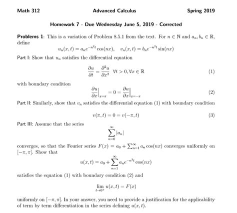 Math 312 Advanced Calculus Spring 2019 Homework 7