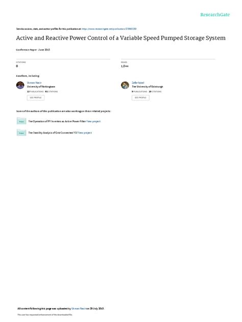 Active And Reactive Power Control Of A Variable Speed Pumped Storage System Pdf Wind Power