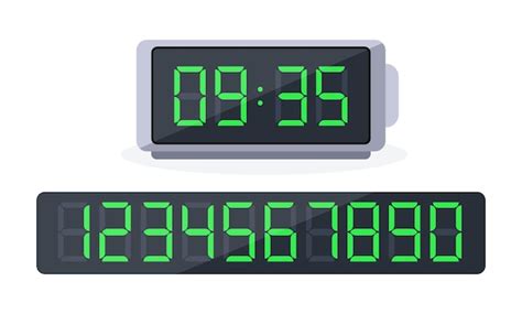 Premium Vector Digital Clock And Set Of Glowing Numbers Alarm Clock Countdown Timer Hours And