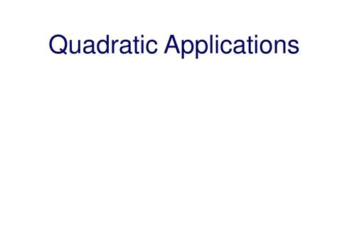 PPT Quadratic Applications PowerPoint Presentation Free Download ID