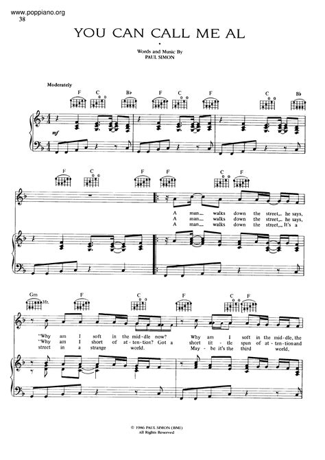 Paul Simon You Can Call Me Al 琴譜pdf 香港流行鋼琴協會琴譜下載