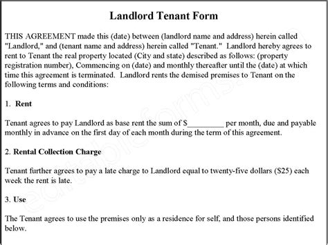 Landlord Tenant Form Editable Pdf Forms