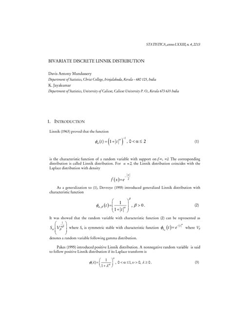 Pdf Bivariate Discrete Linnik Distribution
