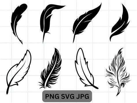 Feather Svg Bundle Feather Birds Svg Feathers Silhouette Boho Feather Svg Feather Svg