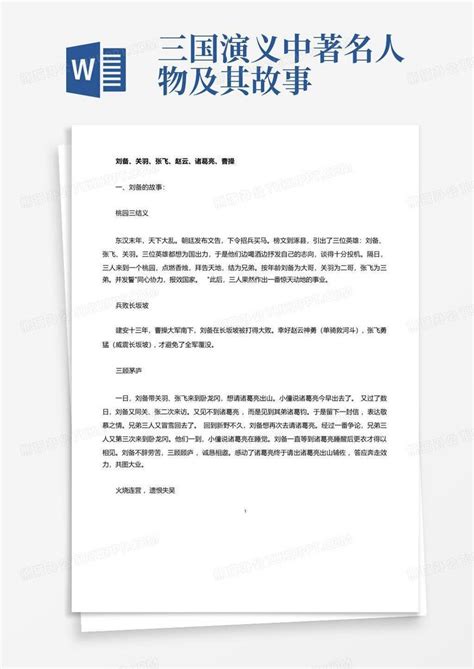 三国演义中著名人物及其故事Word模板下载 编号lkrabpdy 熊猫办公
