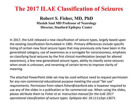 Ilae 2017 Revised Classification Of Epilepsy Pptx