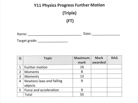 Progress Test Assessment Wjec 2 4 Further Motion Concepts Teaching Resources