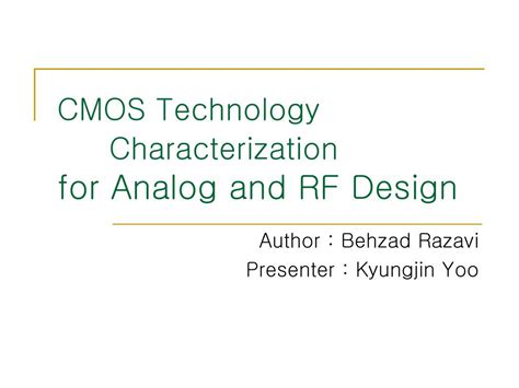Ppt Cmos Technology Characterization For Analog And Rf Design Powerpoint Presentation Id 6699735