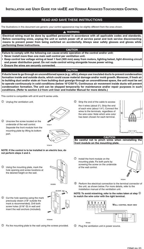Vanee Venmar Advanced Touchscreen Control Installation And User Manual Pdf Download Manualslib