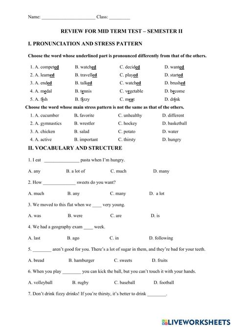 Fp6 Review For Mid Term Test Semester Ii Online Exercise For Live Worksheets
