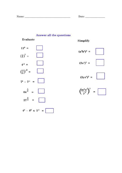 Laws Of Indices 3 Worksheet Live Worksheets