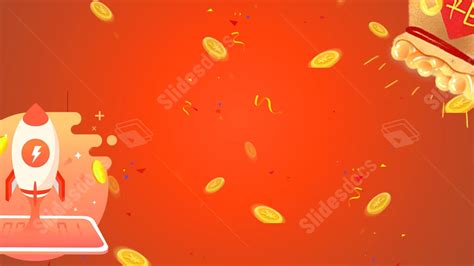 Festive Tradition Event Announcement Rocket Red Envelope Powerpoint Background For Free Download