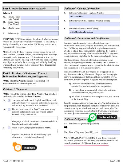 Page 6 Of 8 How To Fill Form I 130 And I 130a Complete Step By Step