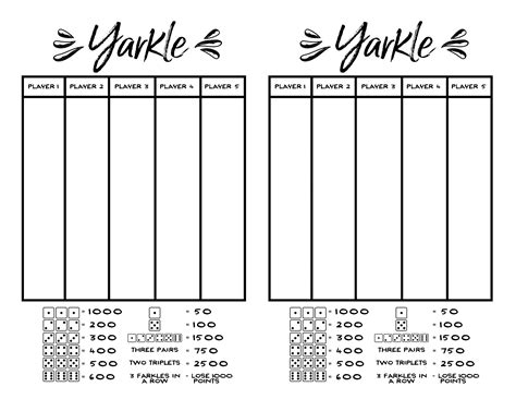 Free Printable Yarkle A Game For Giant Yard Dice Our Handcrafted Life
