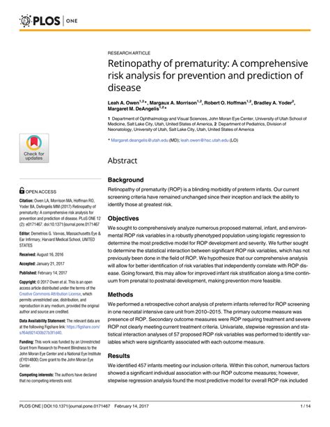 Pdf Retinopathy Of Prematurity A Comprehensive Risk Analysis For Prevention And Prediction Of
