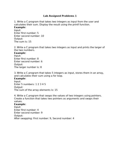 Alg Lab Assigned Problems 1 Pdf