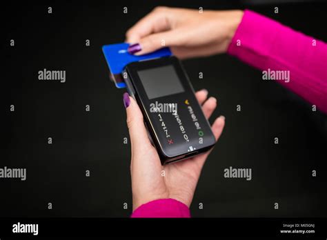 POS Payment Terminal With GPRS Isolated On White Background Stock Photo