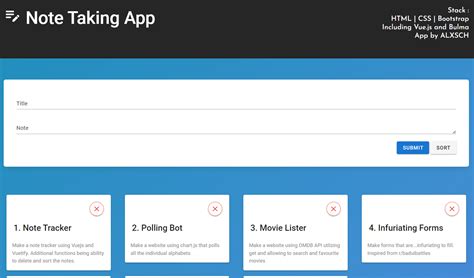 Github Alexschemmanvuenoteapp A Practice Note App Made Using Vue And Vuetify And Bulma