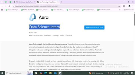 Aera Technology Hiring Freshers Data Science Intern Location Pune