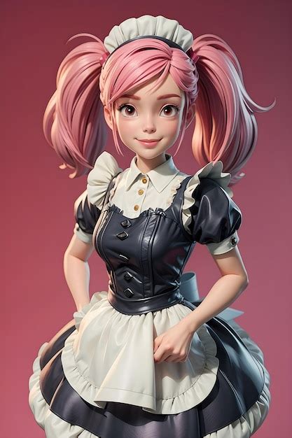 Premium Ai Image Anime Cartoon Kawaii Beautiful Girl In A Maid Dress