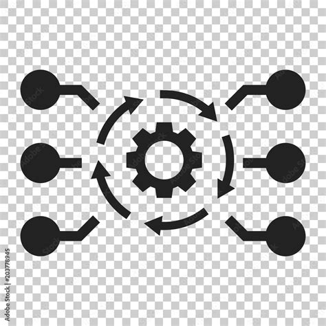 Algorithm Api Software Vector Icon In Flat Style Business Gear With Arrow Illustration On