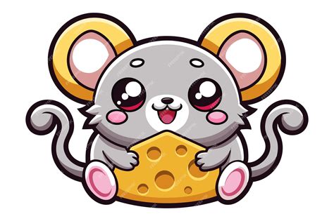 Cute Cartoon Mouse Holding A Large Piece Of Cheese Premium Ai Generated Vector