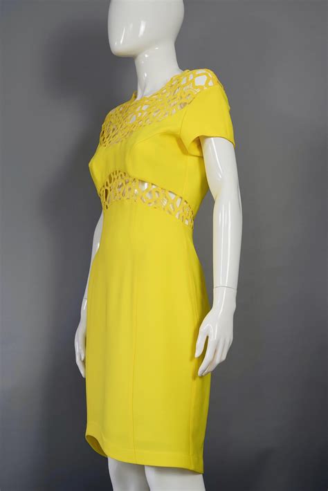 Vintage Thierry Mugler Lace Cut Out Asymmetric Yellow Dress At 1stdibs
